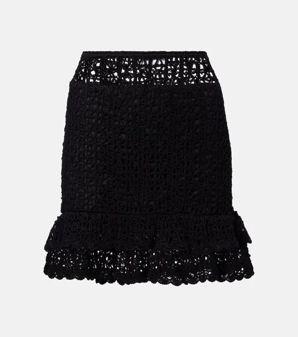 Anna Kosturova Crochet Cotton Miniskirt - Black