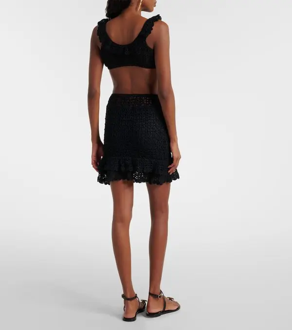 Anna Kosturova Crochet Cotton Miniskirt - Black