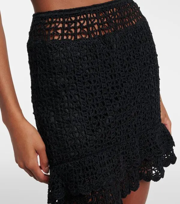 Anna Kosturova Crochet Cotton Miniskirt - Black