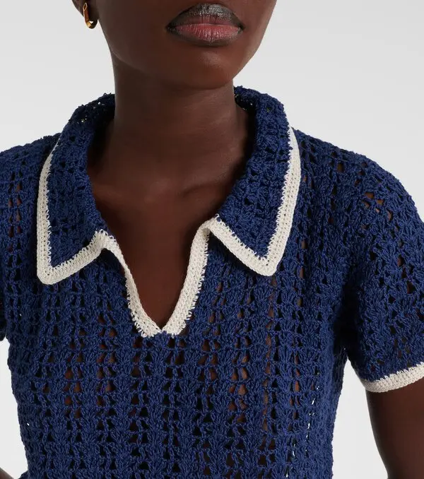 Anna Kosturova Crochet Cotton Polo Shirt