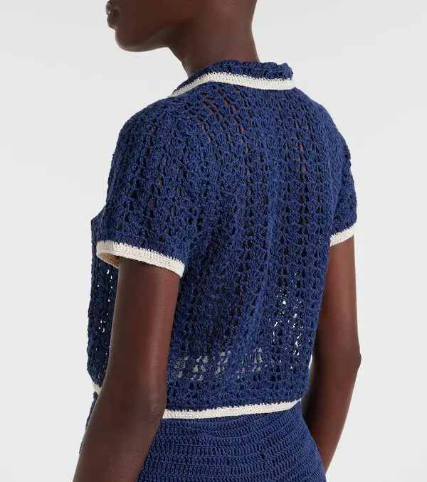 Anna Kosturova Crochet Cotton Polo Shirt