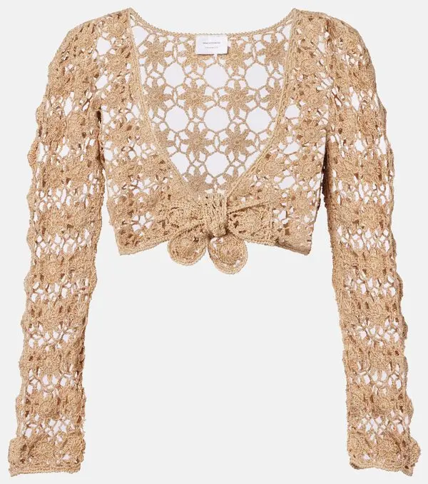 Anna Kosturova Crochet Cotton Crop Top - Gold