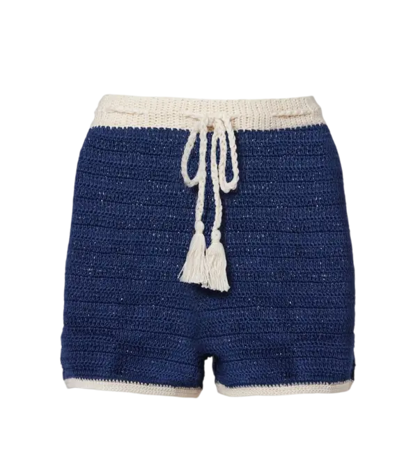 Anna Kosturova Crochet Cotton Shorts - Blue