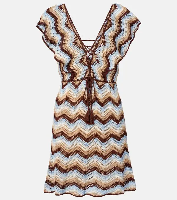 Anna Kosturova Melissa Crochet Cotton Minidress - Multicoloured