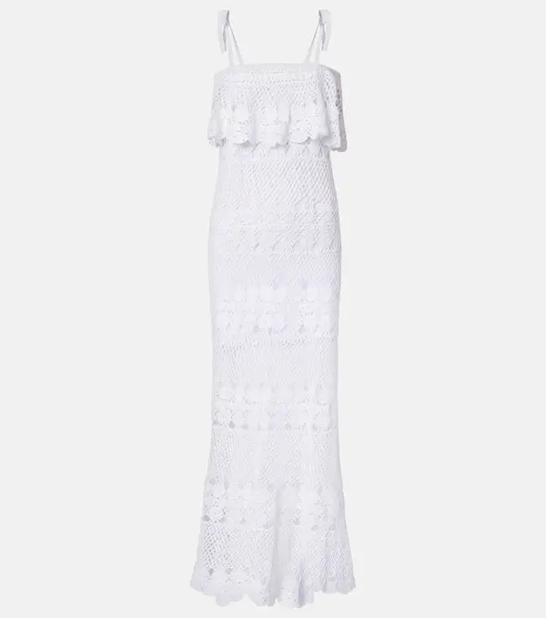 Anna Kosturova Marianne Crochet Cotton Maxi Dress - White