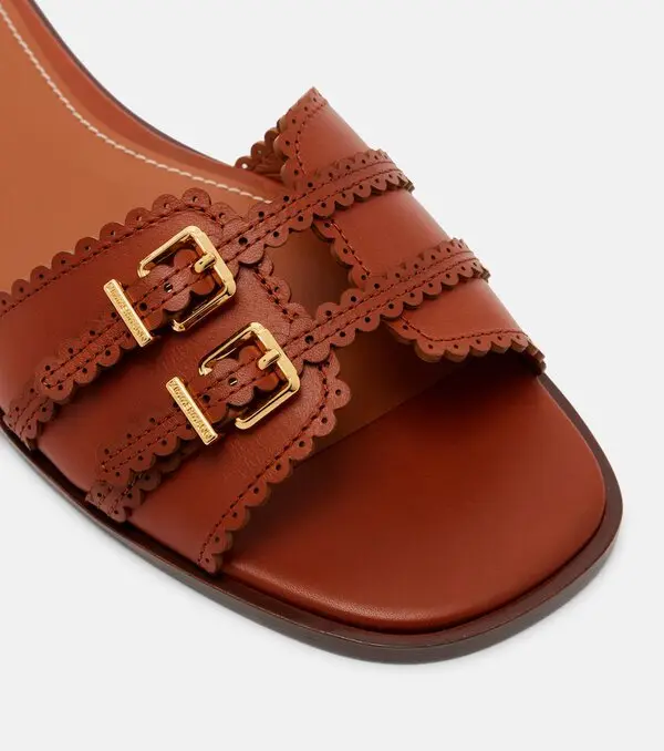 Zimmermann Goldie Leather Slides - Brown