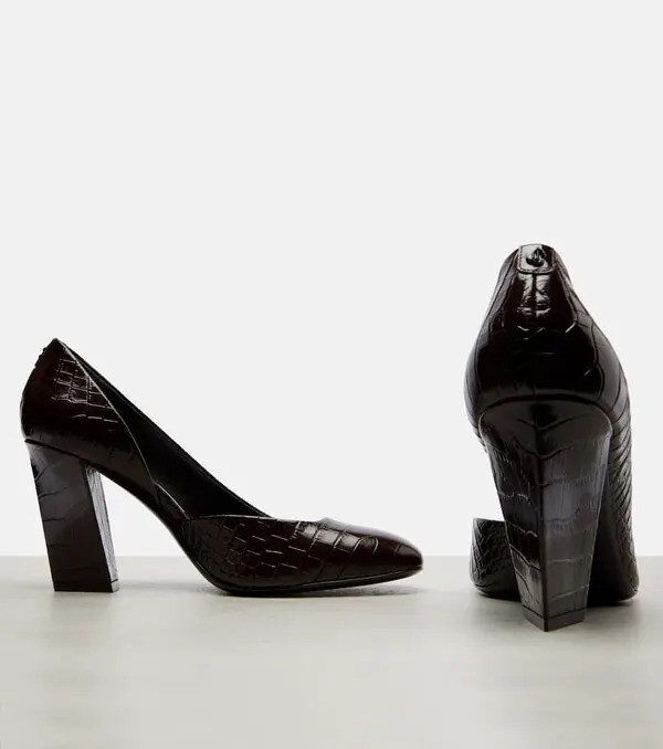 JIMMY CHOO Farren 85 Croc-effect Leather Pumps
