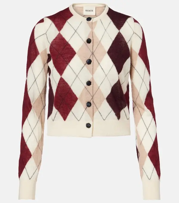 Khaite Charli Argyle Cashmere And Mohair Cardigan - White