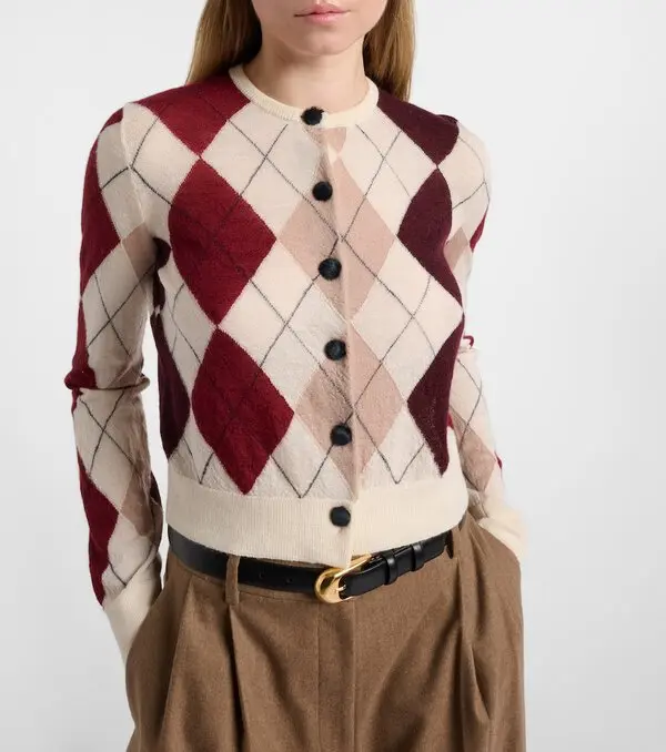 Khaite Charli Argyle Cashmere And Mohair Cardigan - White