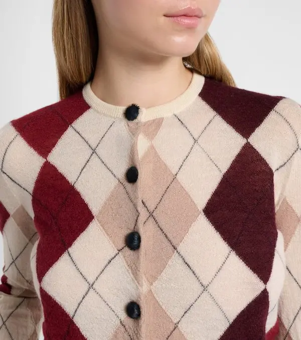 Khaite Charli Argyle Cashmere And Mohair Cardigan - White