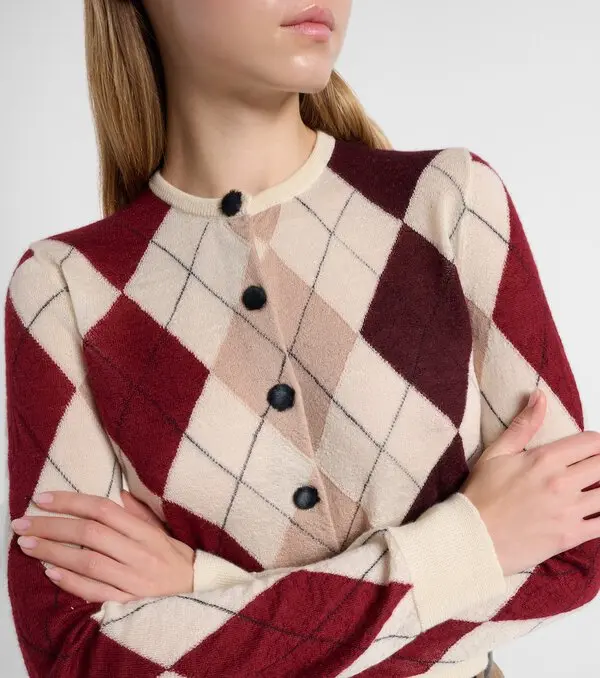 Khaite Charli Argyle Cashmere And Mohair Cardigan - White