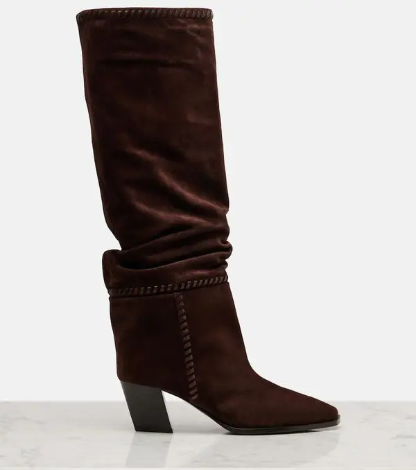 JIMMY CHOO Hart Stitch Suede Knee-high Boots