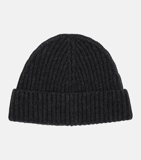 Loewe Anagram Ribbed Cashmere Beanie - Black