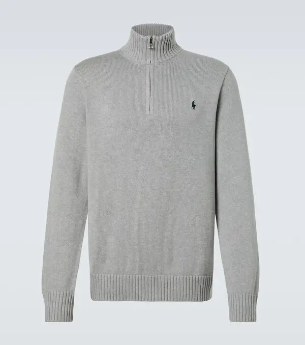 Polo Ralph Lauren Cotton Quarter Zip Sweater - Grey