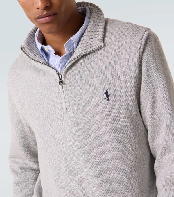Polo Ralph Lauren Cotton Quarter Zip Sweater - Grey