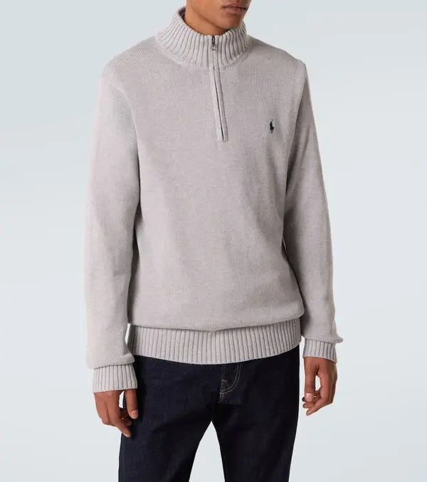 Polo Ralph Lauren Cotton Quarter Zip Sweater - Grey