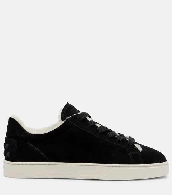 TOD'S Cassetta Shearling-lined Suede Sneakers - Black