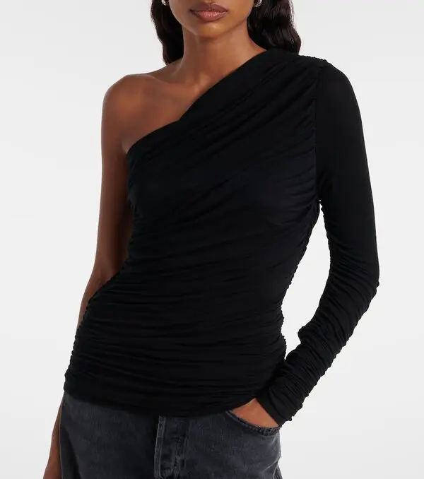AGOLDE Asymmetrical Ruched Top - Black