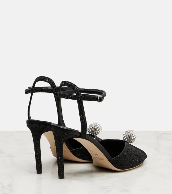 JIMMY CHOO Sacora 85 Glitter Peep-toe Sandals