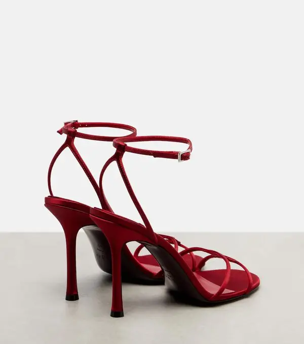 JIMMY CHOO Leo 100 Satin Sandals - Red