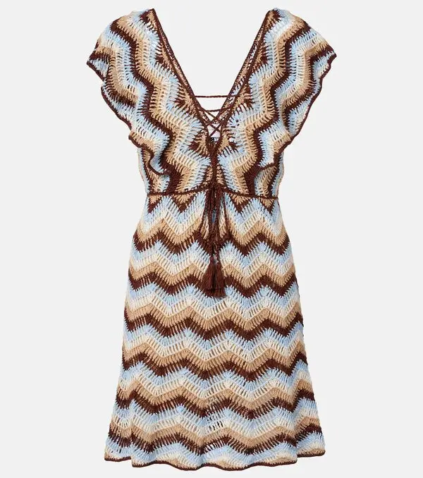 Anna Kosturova Melissa Crochet Cotton Minidress - Multicoloured