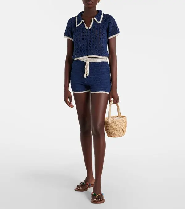 Anna Kosturova Crochet Cotton Polo Shirt