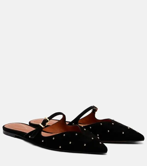 Zimmermann Aura Studded Suede Mules - Black