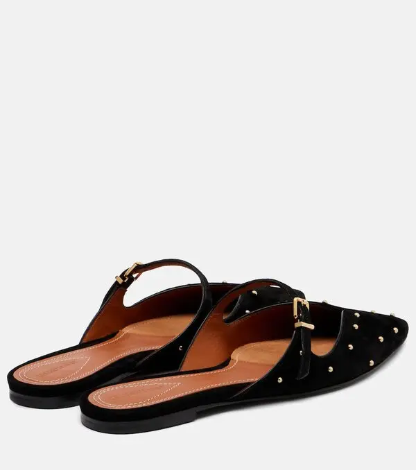 Zimmermann Aura Studded Suede Mules - Black