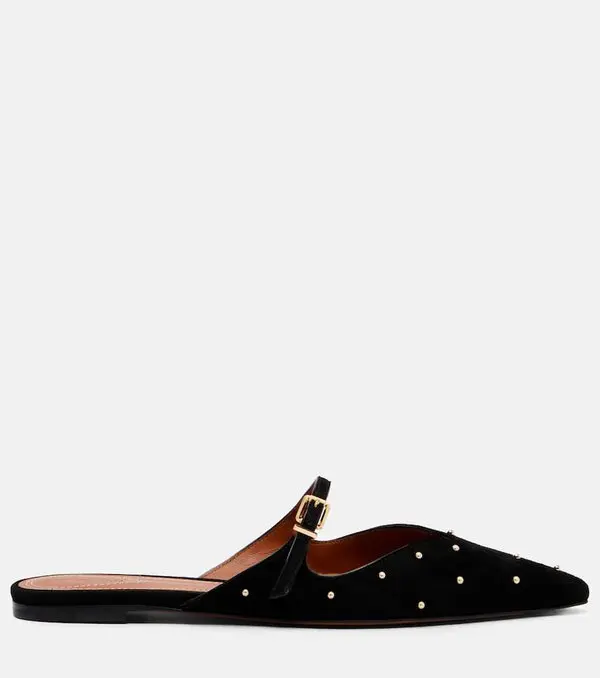 Zimmermann Aura Studded Suede Mules - Black