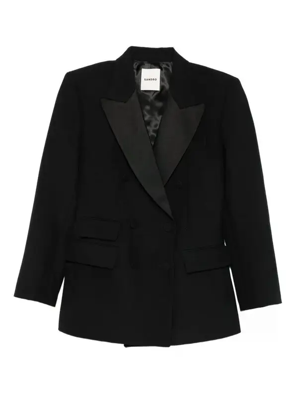 Sandro Satin-lapel Double-breasted Blazer