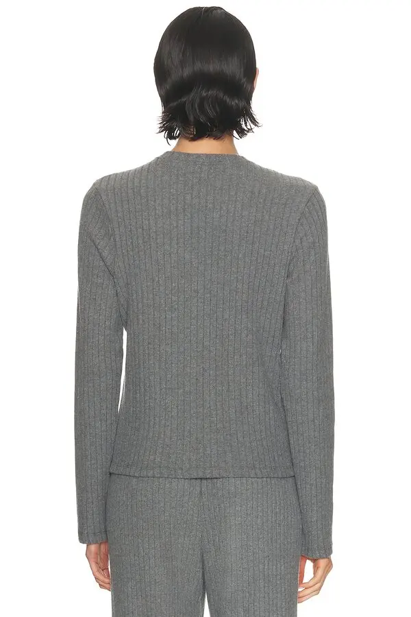 Donni. Sweater Rib Cardigan - Charcoal Grey