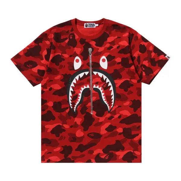 A BATHING APE Color Camo Shark Tee - Red
