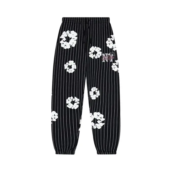 DENIM TEARS Pinstripe Wreath Sweatpants - Black
