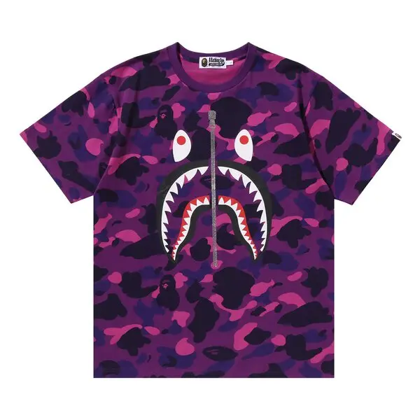 A BATHING APE Color Camo Shark Tee - Purple