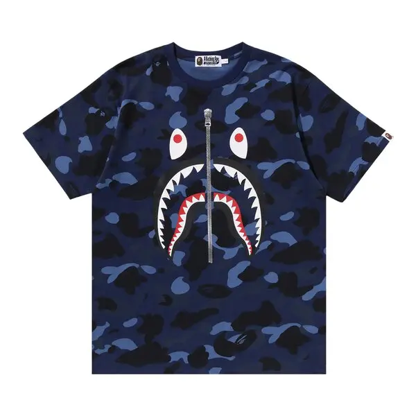 A BATHING APE Color Camo Shark Tee - Blue