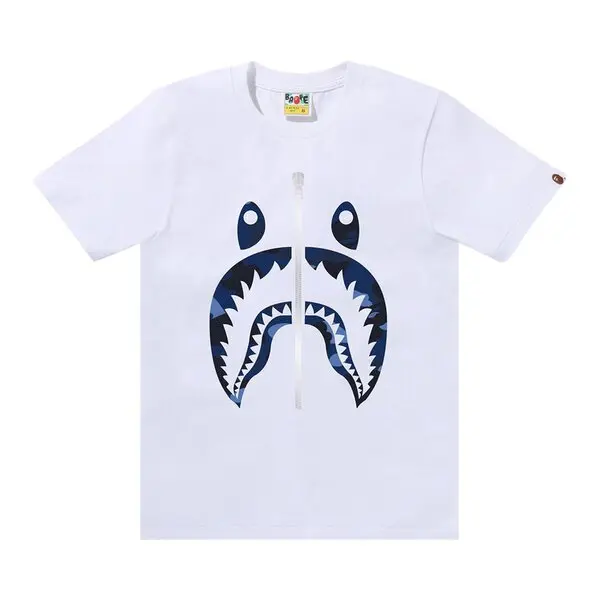 A BATHING APE Color Camo Shark Tee - White