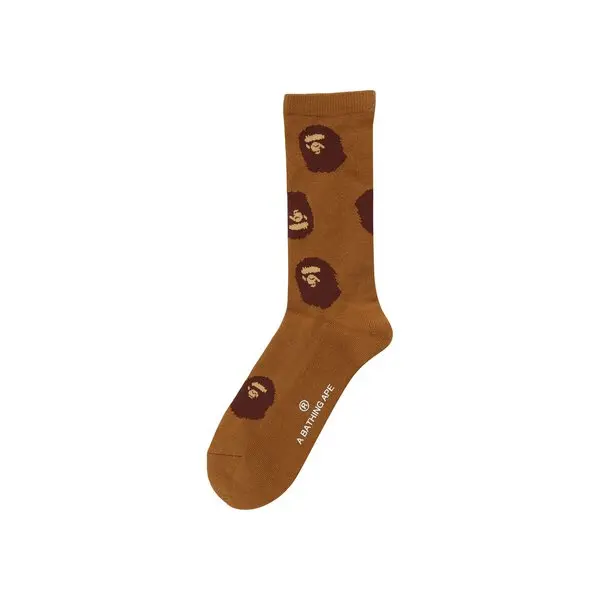 BAPE Ape Head Pattern Crew Socks - Brown