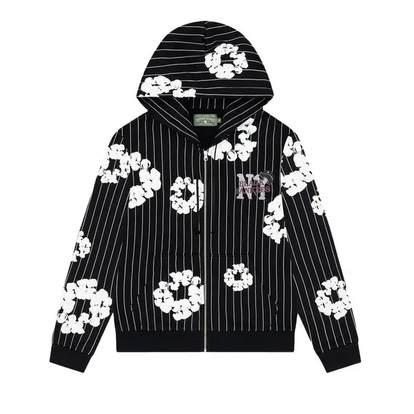 DENIM TEARS Pinstripe Wreath Zip Hoodie - Black