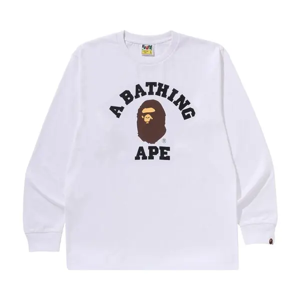 A BATHING APE College Long-sleeve Tee - White