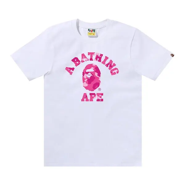 A BATHING APE Color Camo College Tee - White