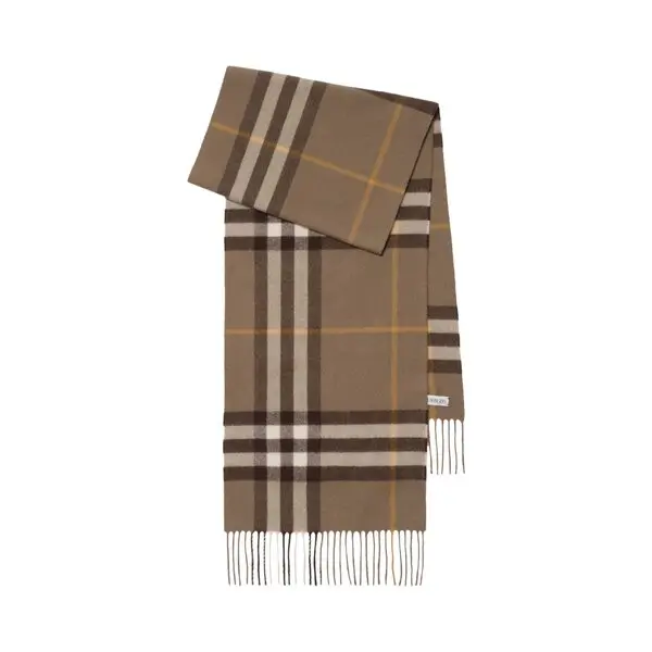 Burberry Check Fringed Edge Scarf 'vole - Brown