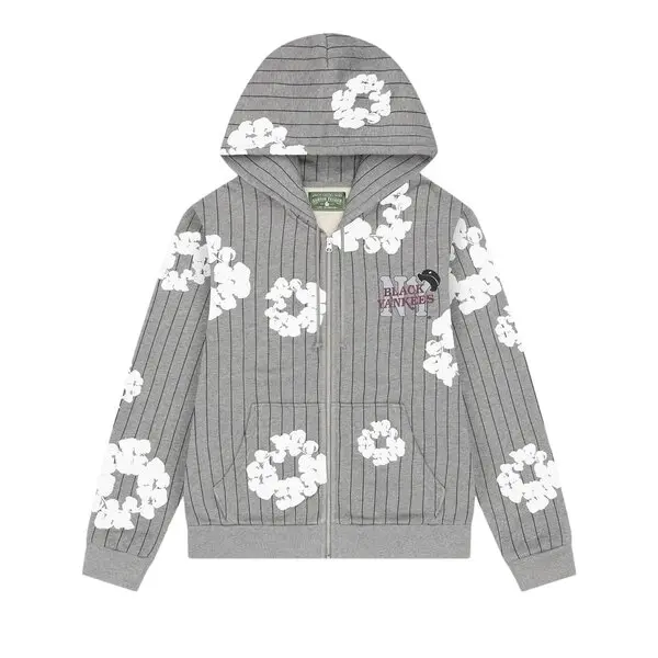 DENIM TEARS Pinstripe Wreath Zip Hoodie - Grey