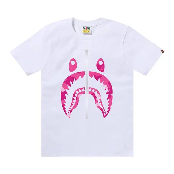 A BATHING APE Color Camo Shark Tee - White