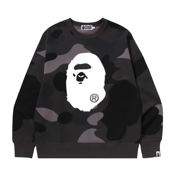 A BATHING APE Mega Color Camo Big Ape Head Crewneck Sweatshirt - Black