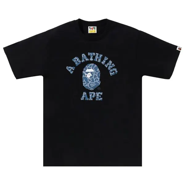 A BATHING APE Japanese Cloud Camo College Tee - Black
