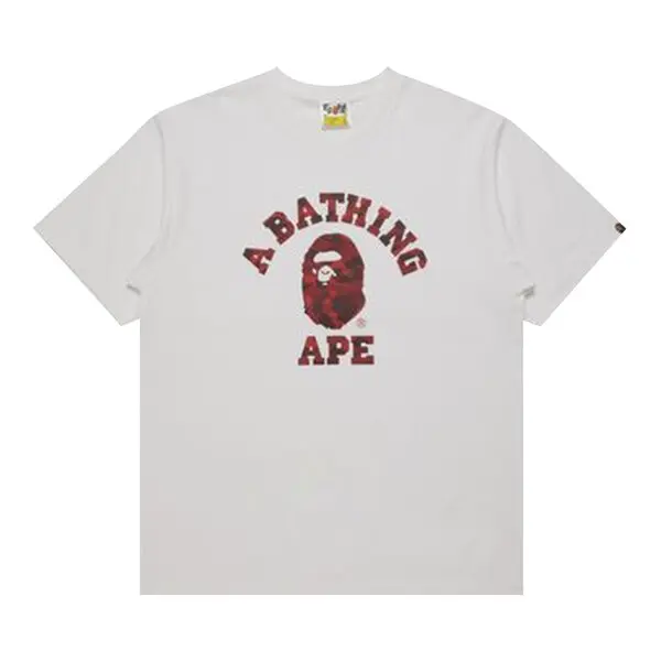 A BATHING APE Color Camo College Tee - White