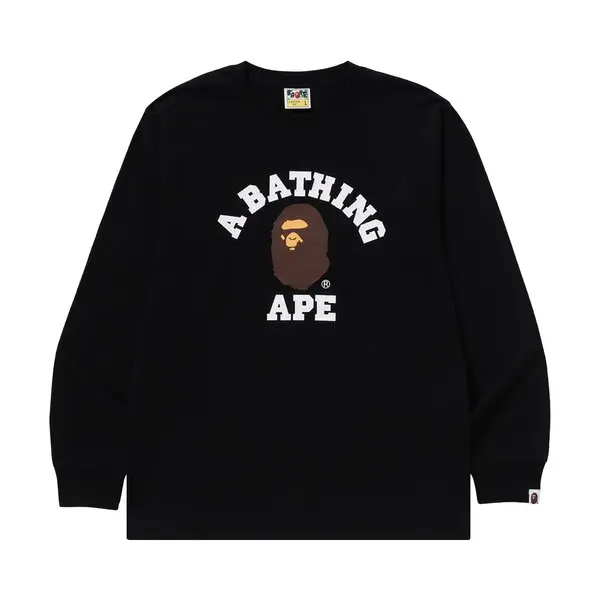 A BATHING APE College Long-sleeve Tee - Black