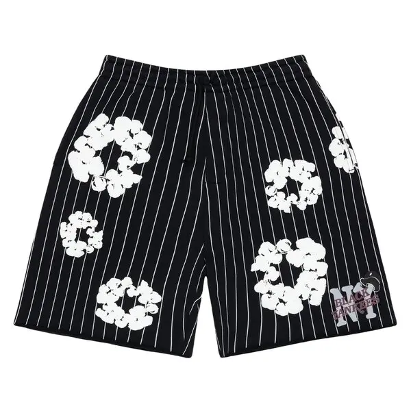 DENIM TEARS Pinstripe Wreath Sweatshorts - Black