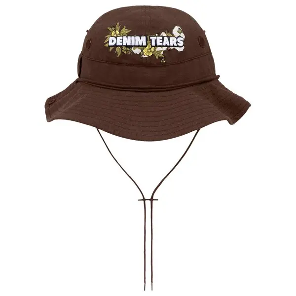 DENIM TEARS Cotton Floral Logo Bucket Hat - Brown