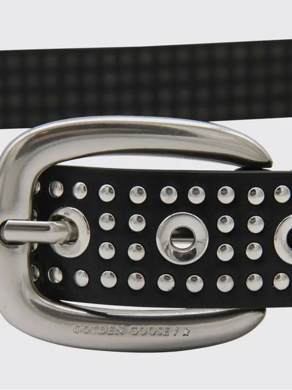 GOLDEN GOOSE Studded Leather Belt - Black